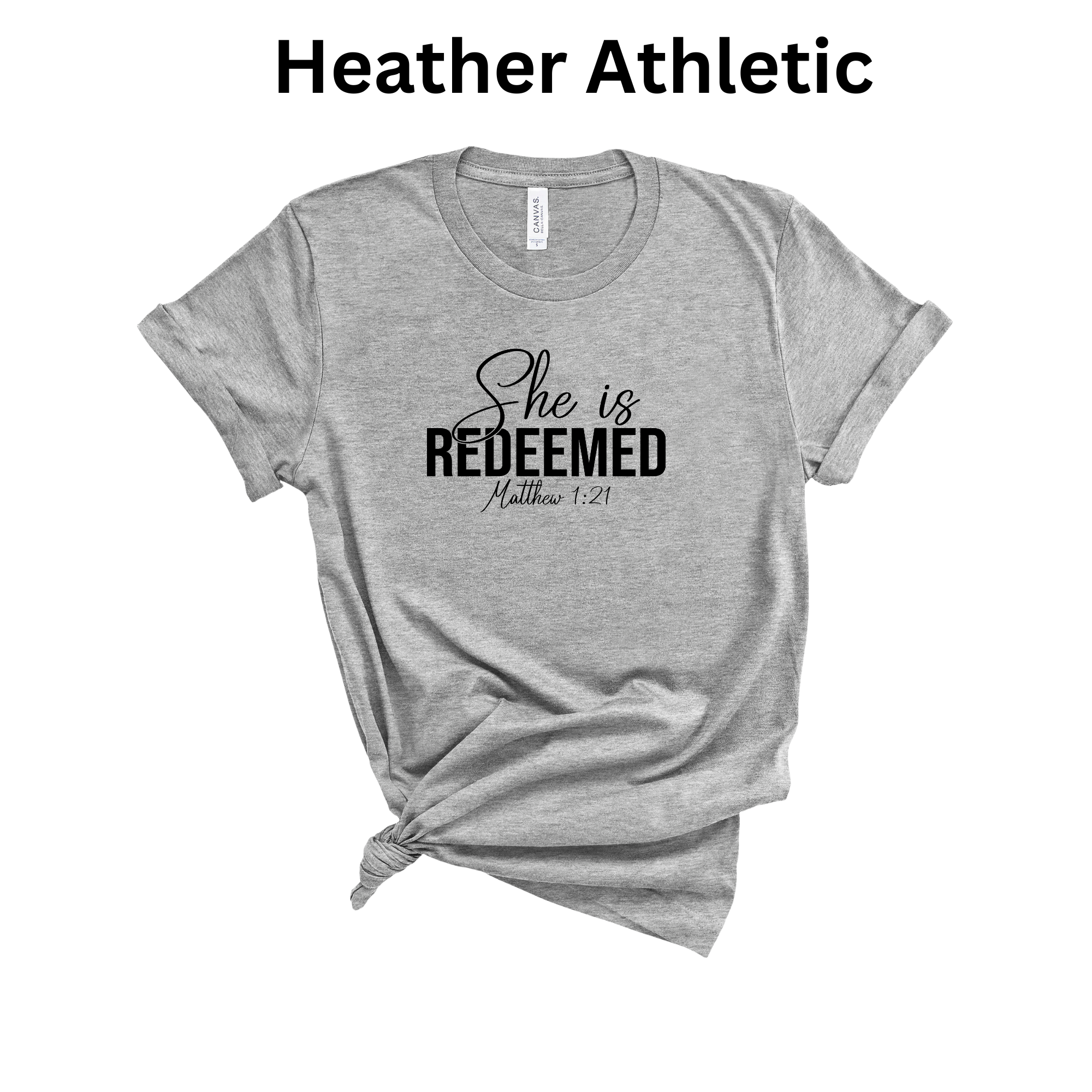 Ladies' "She is Redeemed" Short Sleeve T-Shirt – Grace and Laughter ...